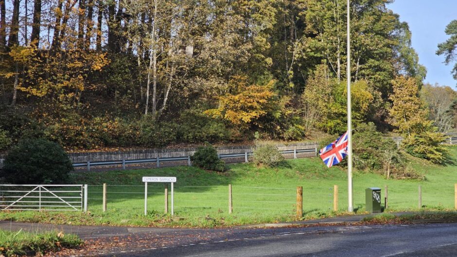 Flags outside Cameron Barracks in Inverness removed