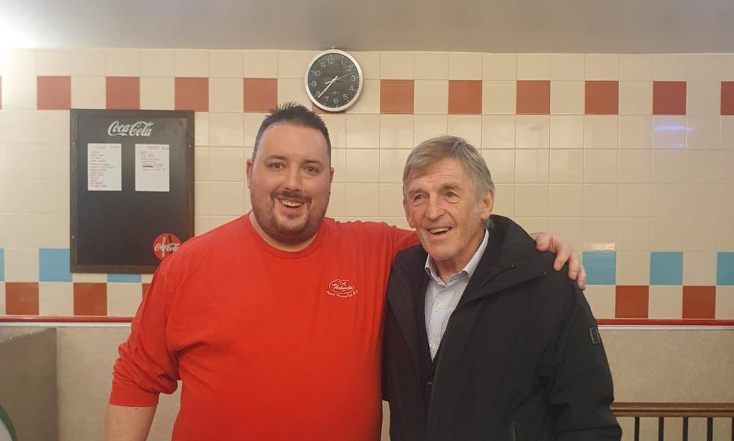 Scottish football legend Kenny Dalglish visits Aberdeen chipper