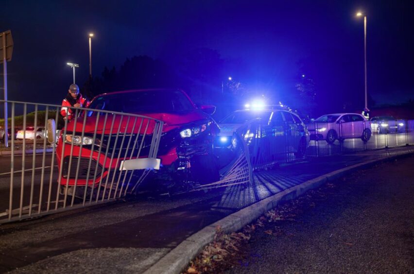 Car slams into North Anderson Drive boundary after crash