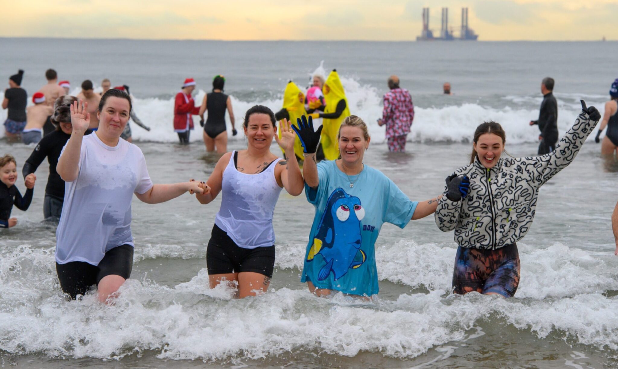 Aberdeen boxing day nippy dip draws crowds to beach