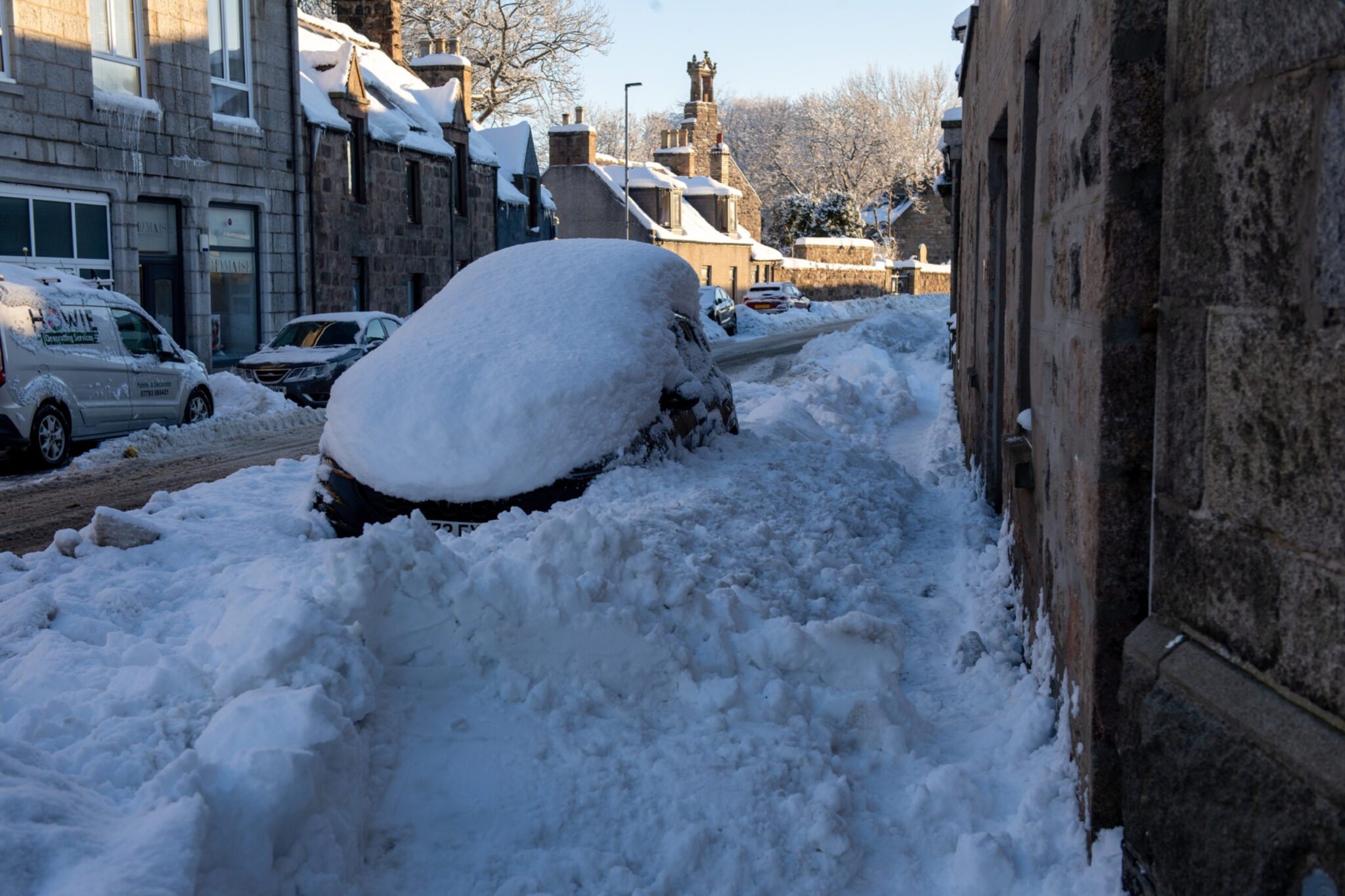 What has week of heavy snow been like for Insch villagers?