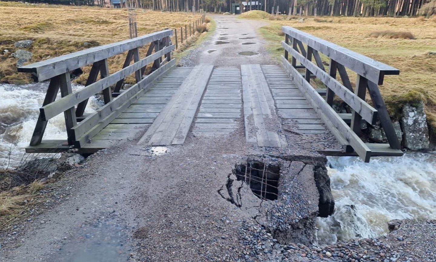Road on Balmoral Estate car park collapses due to snowmelt
