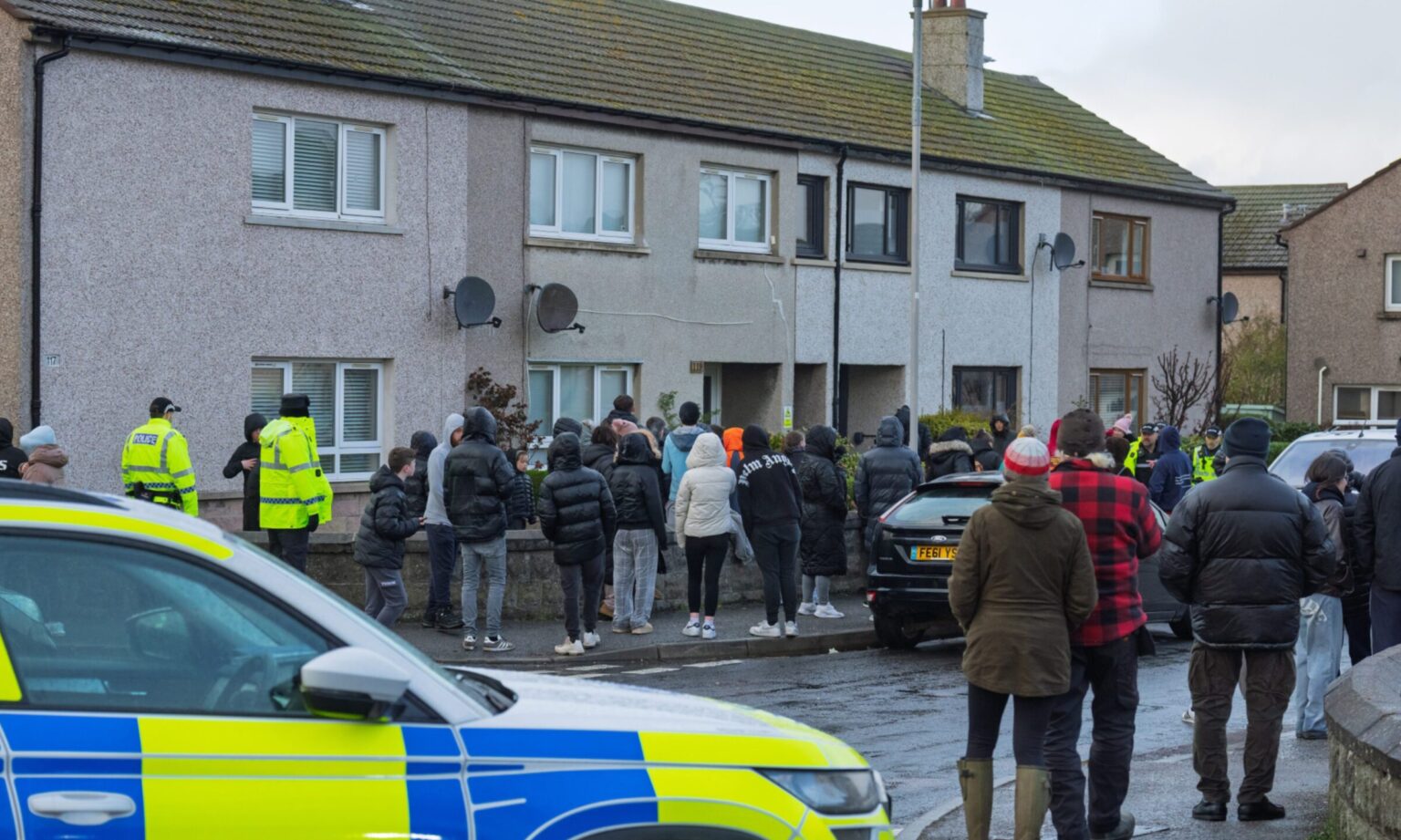 Major police presence on Buckie street as crowds gather