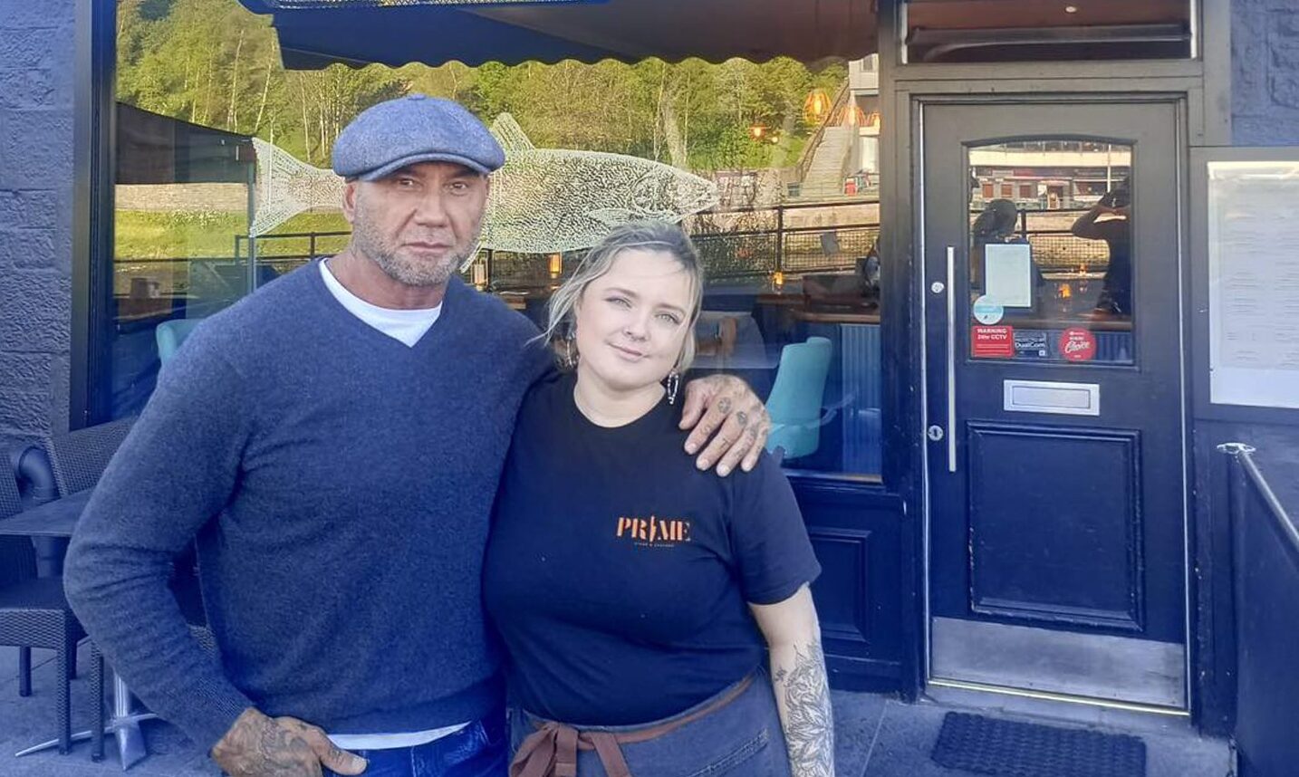 Dave Bautista dines at Inverness Prime restaurant