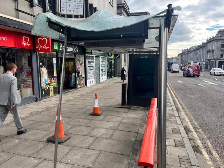 Union Street bus stop smashed after incident with Co-op lorry