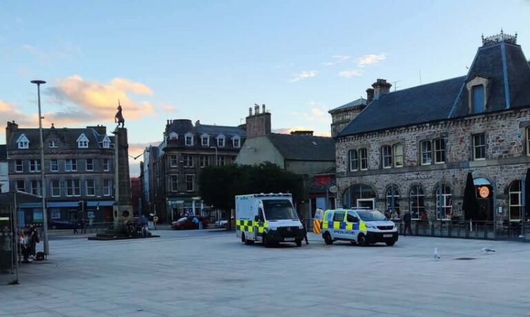 Emergency response at Falcon Square in Inverness
