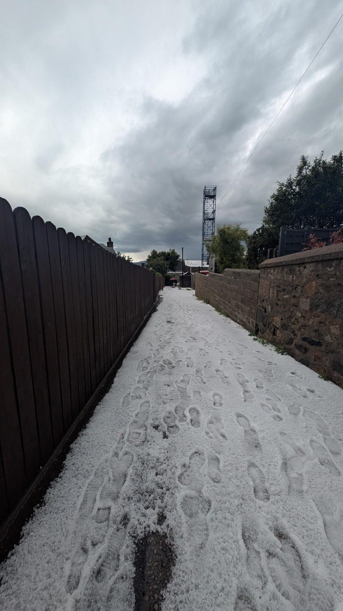 Summer downpour leaves Oldmeldrum white with hail