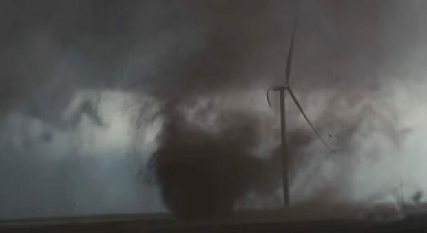 Tornado vs Wind Turbine: Video captures dramatic storm
