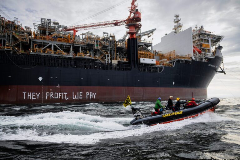 Greenpeace activists target Rosebank FPSO offshore Namibia